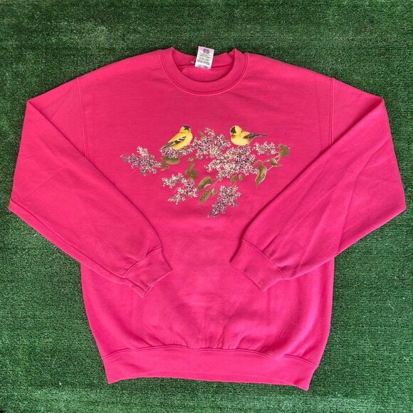 Gildan | Tops | Vintage Y2k Birds Flowers Sweatshirt Cute Pink Nature ...